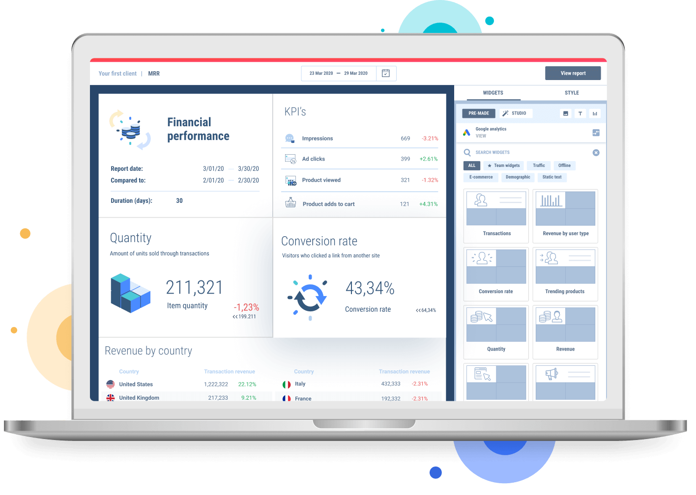 Financial Dashboard and Visual Financial Reports | Whatagraph