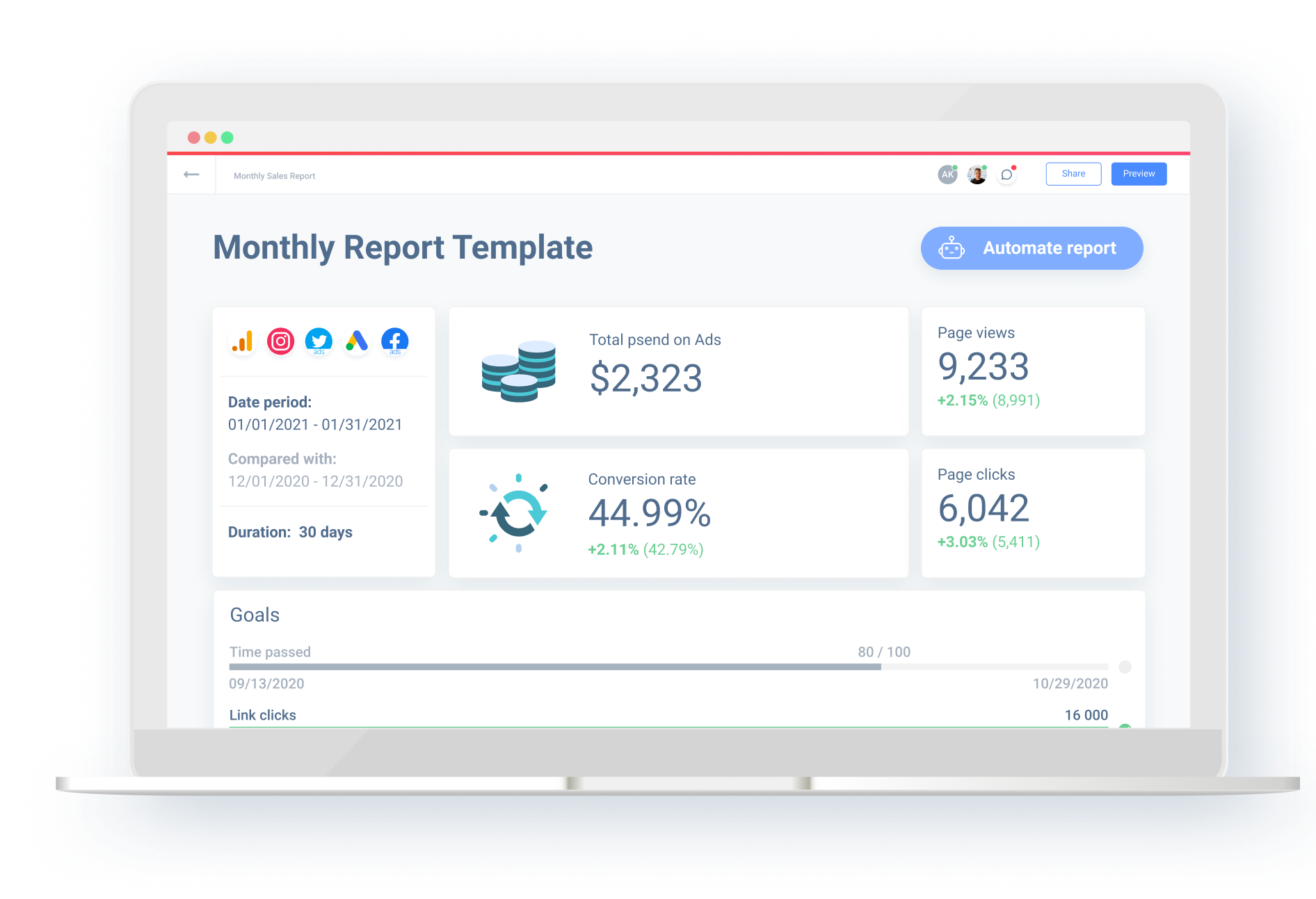 Monthly Marketing Report Template For Agencies Whatagraph Monthly Marketing Report Template For Agencies Whatagraph
