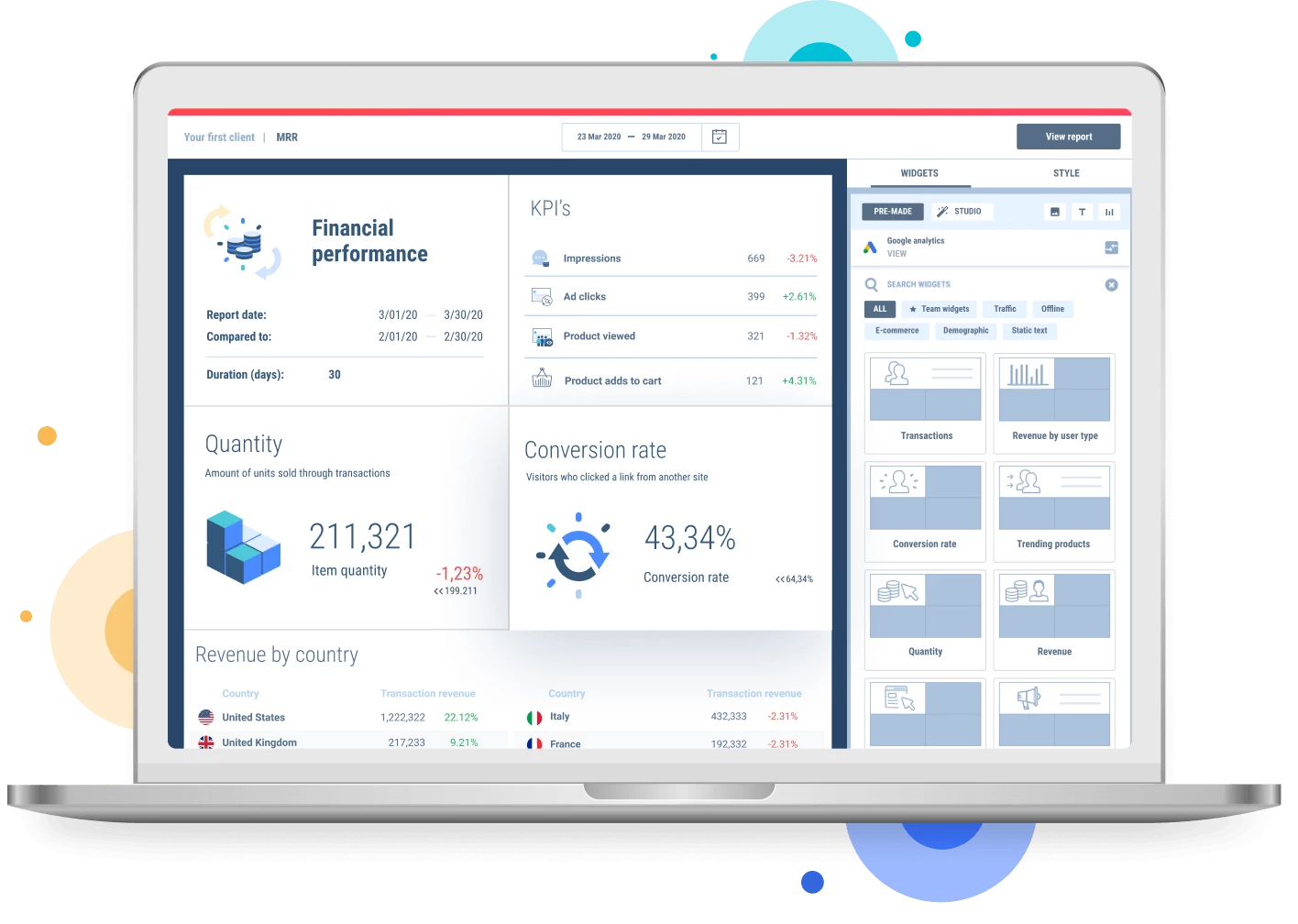 Financial Dashboard and Visual Financial Reports | Whatagraph